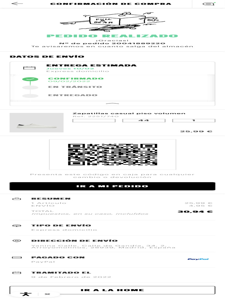 Confirmación Del Pedido | PDF