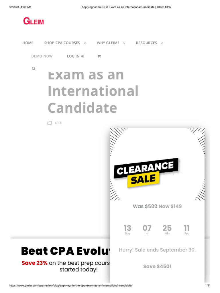 Applying For The CPA Exam As An International Candidate - Gleim CPA | PDF | Certified Public ...