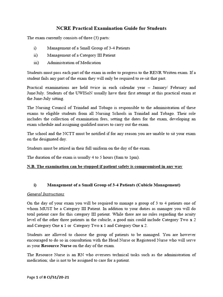 NCRE Examination Guide | PDF | Nursing | Medical Diagnosis