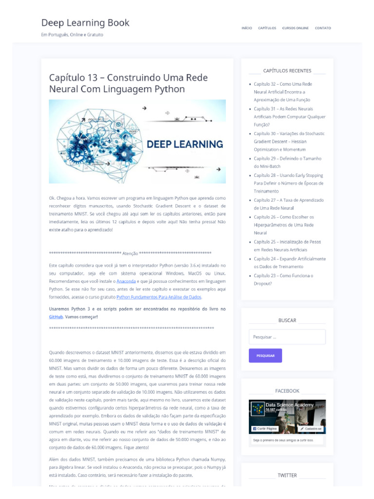 Capítulo 13 - Construindo Uma Rede Neural Com Linguagem Python | PDF