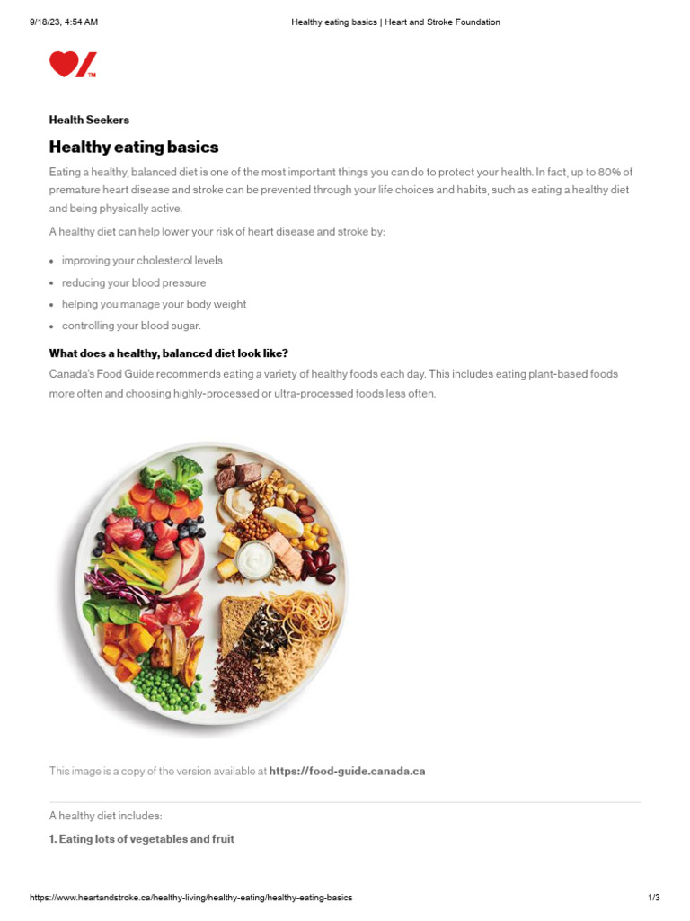 Healthy Eating Basics - Heart and Stroke Foundation | PDF | Healthy ...