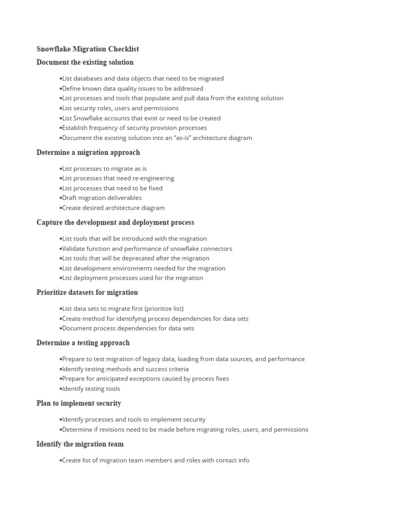 Migration Checklist | PDF