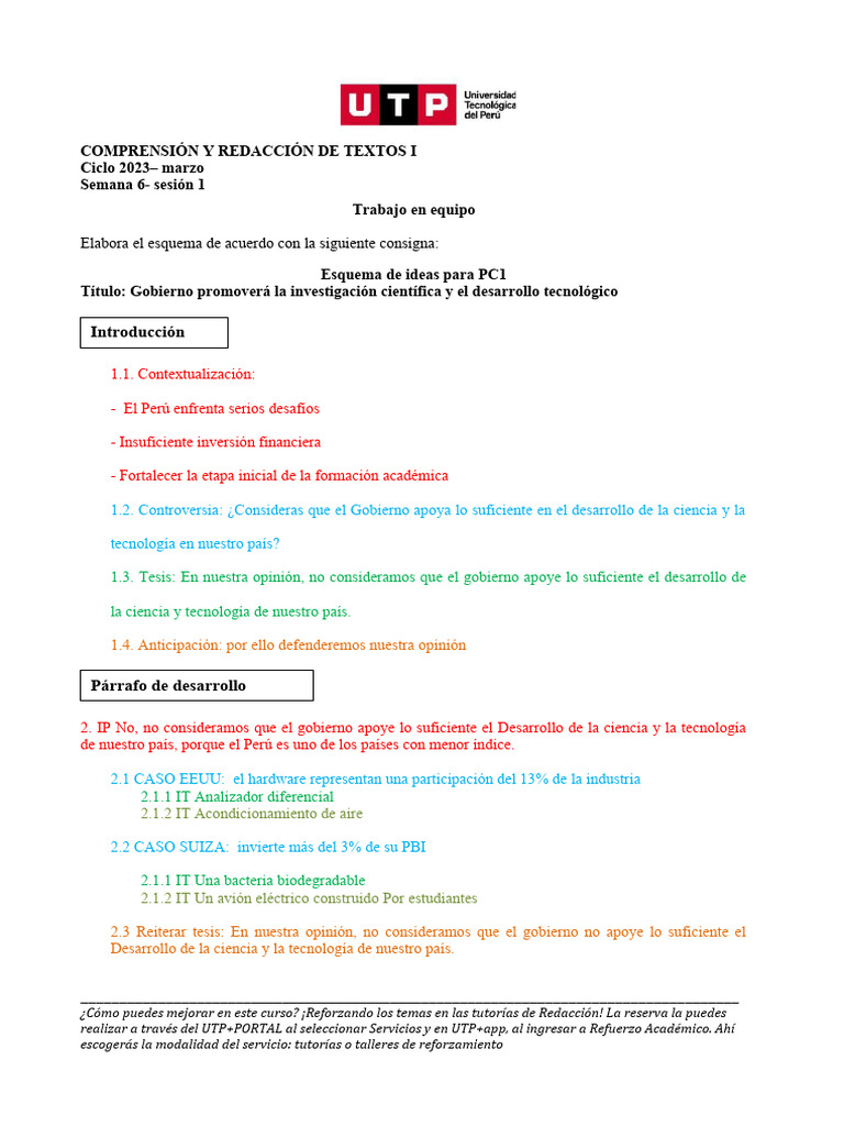 S6 Esquema Redacción Práctica-1 | PDF