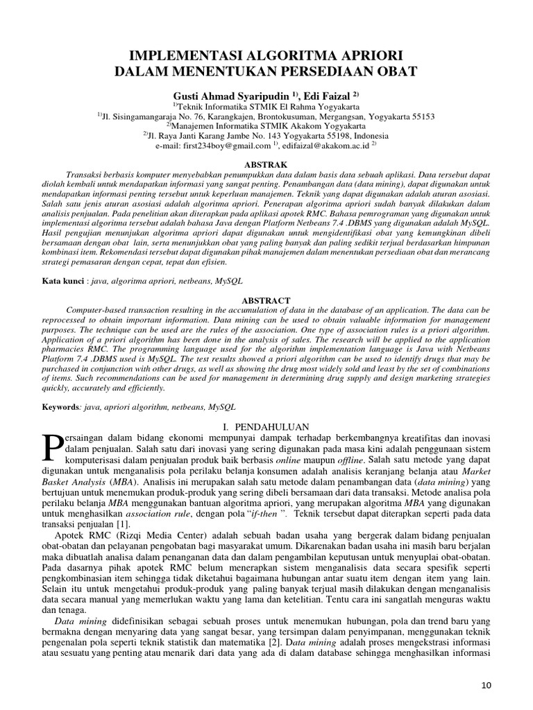 Implementasi Apriori untuk Persediaan Obat | PDF