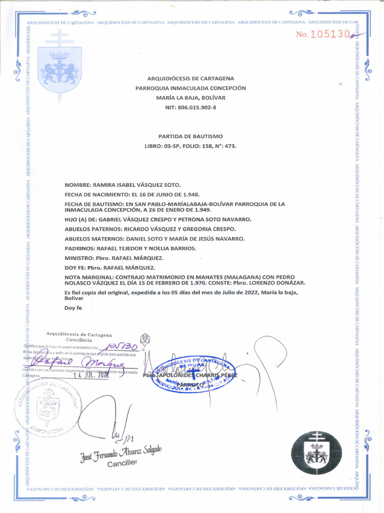 Partida de Bautismo | PDF