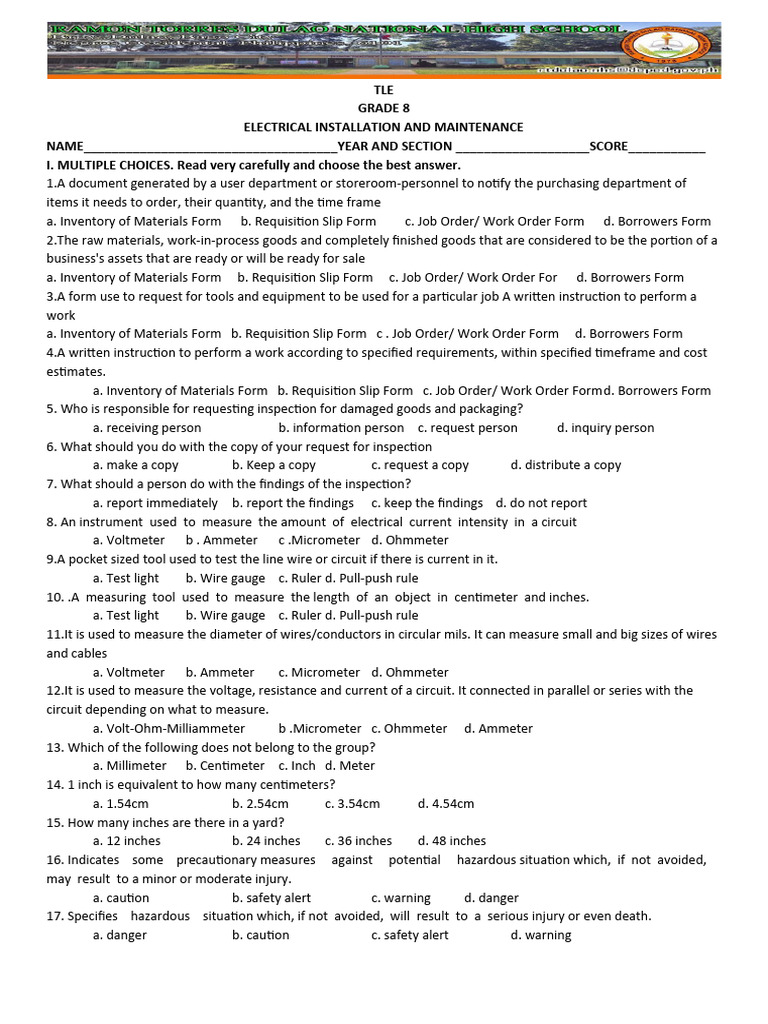 Eim Exam | PDF | Hazards | Electricity
