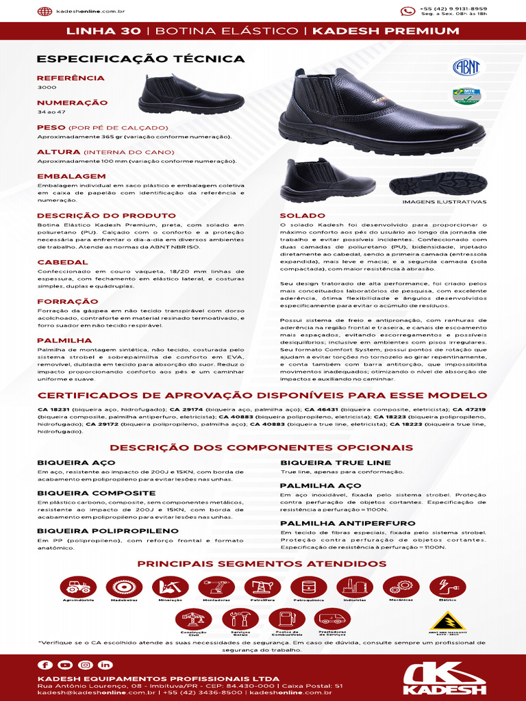 3000 Ficha Tecnica Kadesh Equipamentos Profissionais | PDF