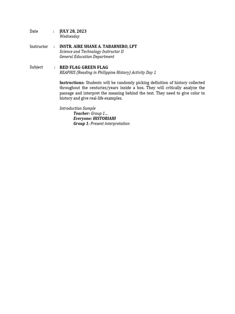 Red Flag Green Flag | PDF