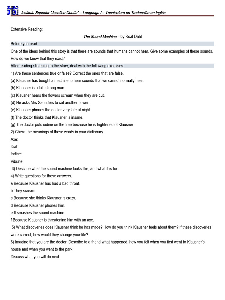 The Sound Machine - Activities | PDF