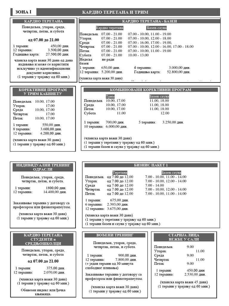 Raspored Po Zonama Jul 2023 1 | PDF