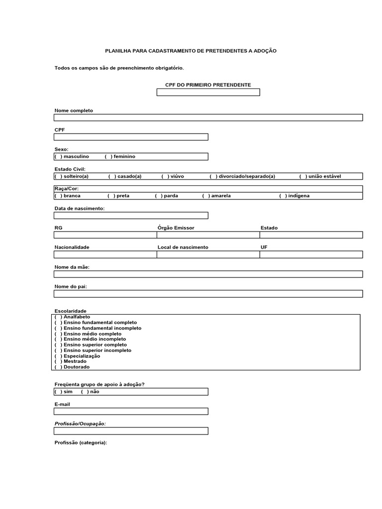 Cadastro de Pretendentes à Adoção | PDF | Adoção