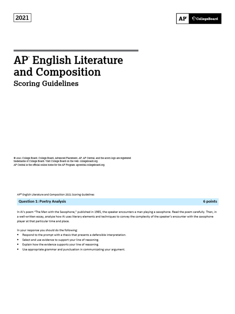 2021 AP Exam Administration Scoring Guidelines - AP English Literature ...