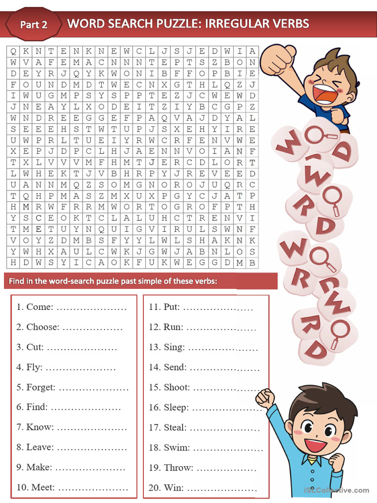 Irregular Verbs Word Search Puzzle | PDF | Linguistics | Linguistic ...