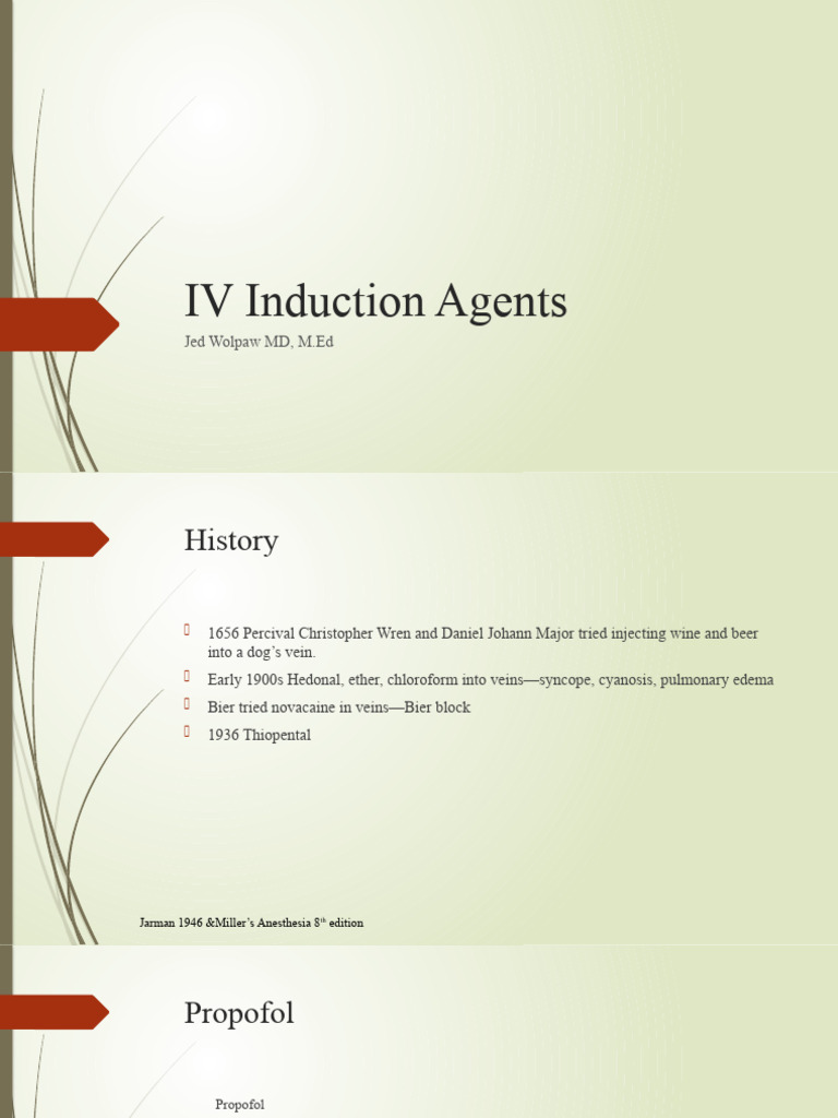 IV Induction Agents Slides For Podcast Updated | PDF | Benzodiazepine ...