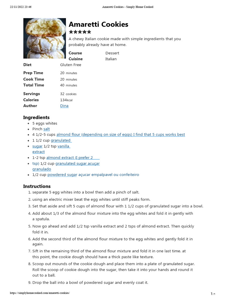 Amaretti Cookies - Simply Home Cooked | PDF | Flour | Macaron