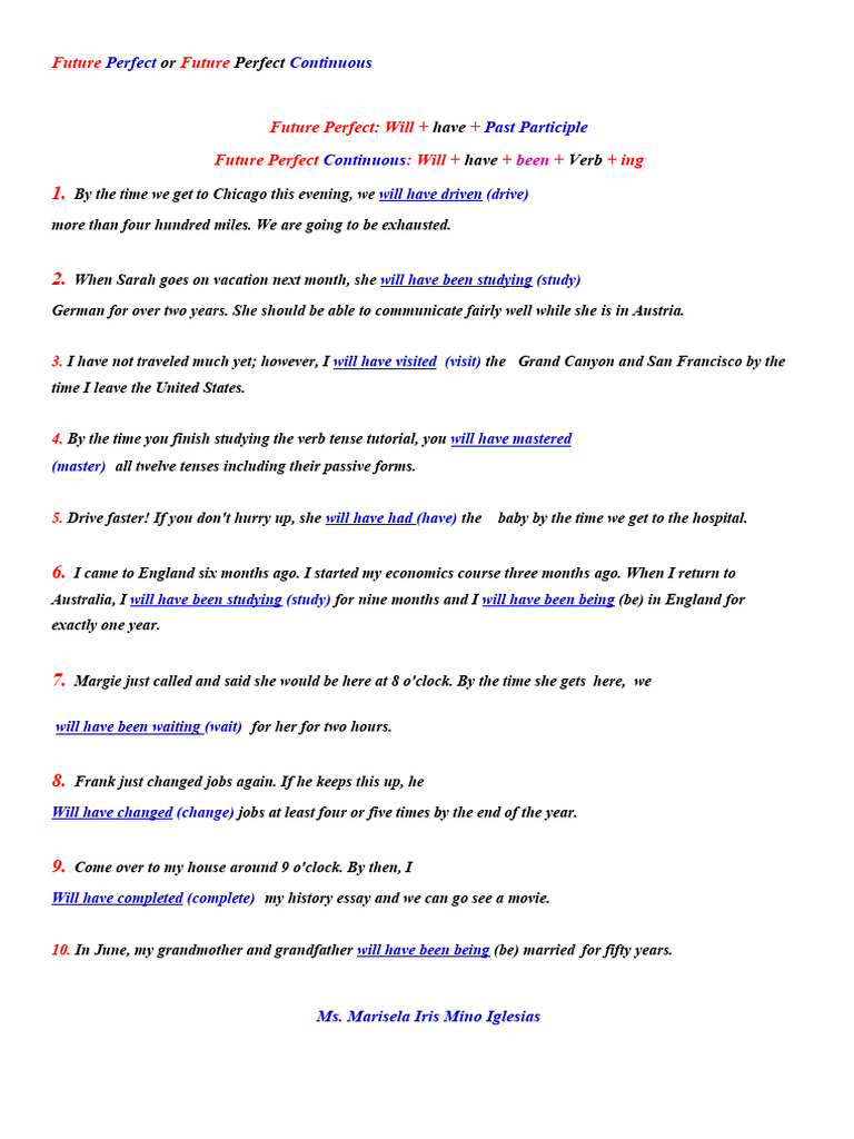 Future Perfect & Future Perfect Continuous (01) OK | PDF | Language ...