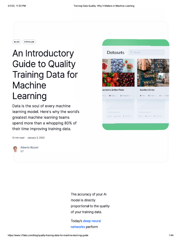 AI Training Data With V7 | PDF