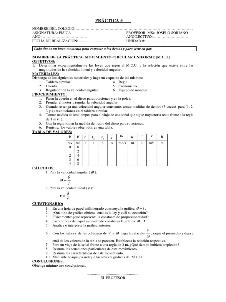 Práctica de Lab. Mcu | PDF | Velocidad | Física Aplicada e Interdisciplinaria