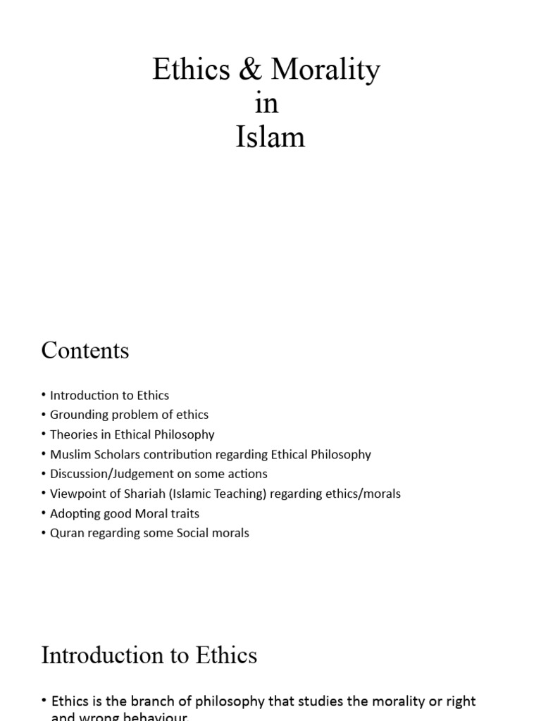 Ethics & Morality in Islam | PDF
