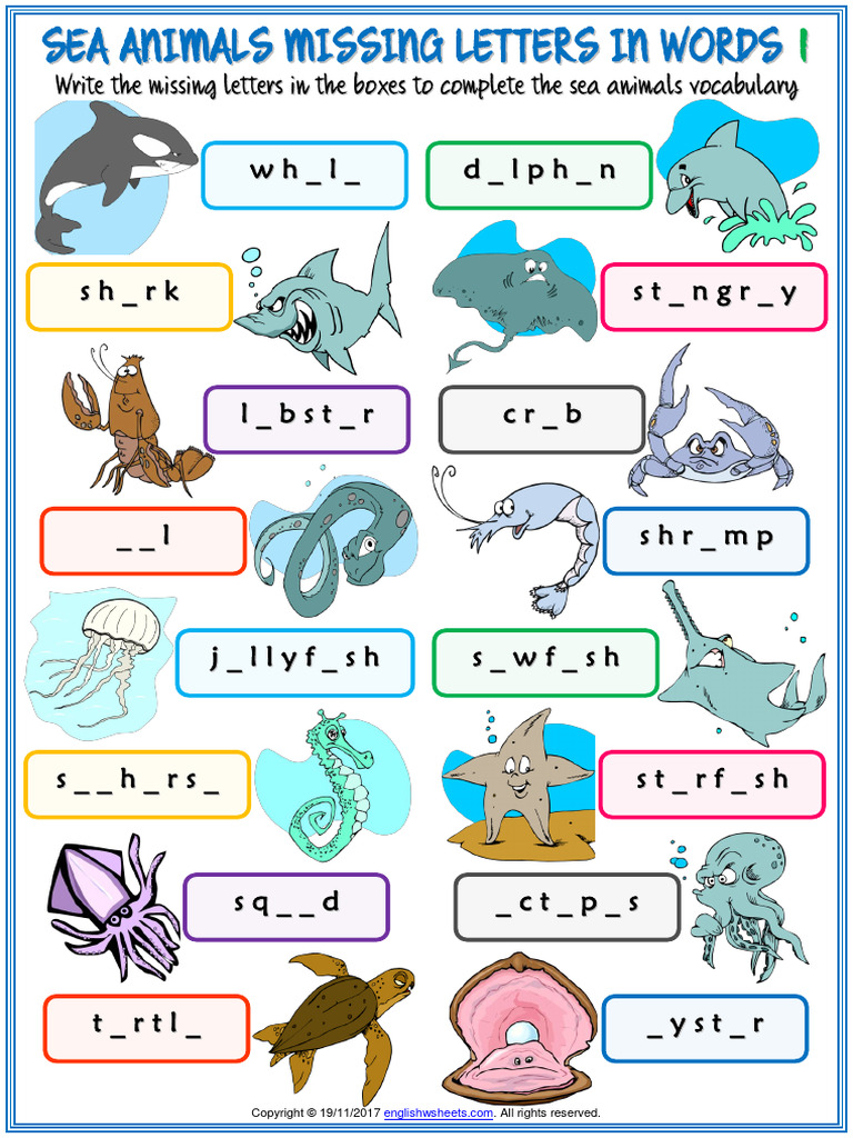 Sea Animals Vocabulary | PDF | Organisms