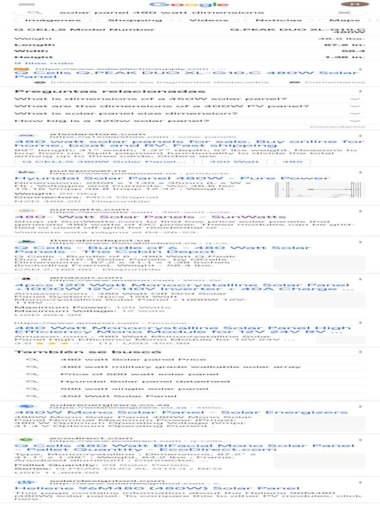 Solar Panel 480 Watt Dimensions - Buscar Con Goog | PDF | Solar Panel ...