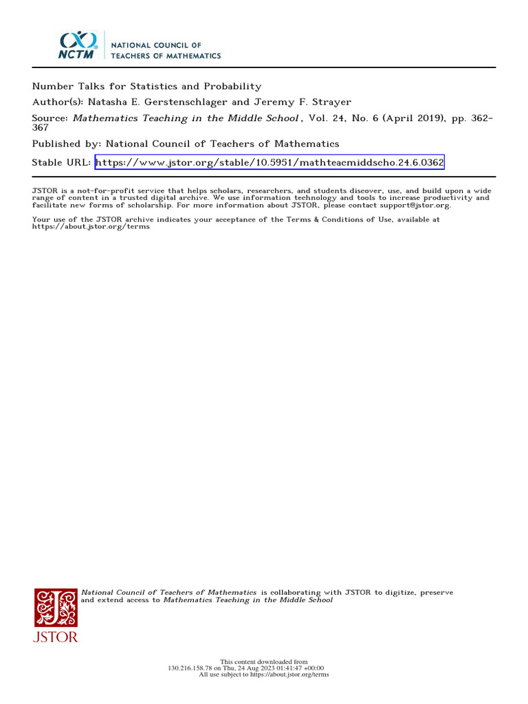 Number Talks | PDF | National Council Of Teachers Of Mathematics ...