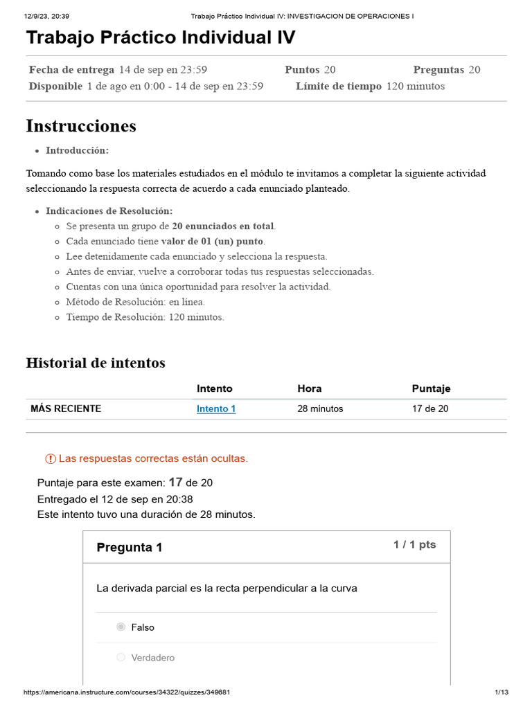 Trabajo Práctico Individual IV - INVESTIGACION DE OPERACIONES I | PDF ...
