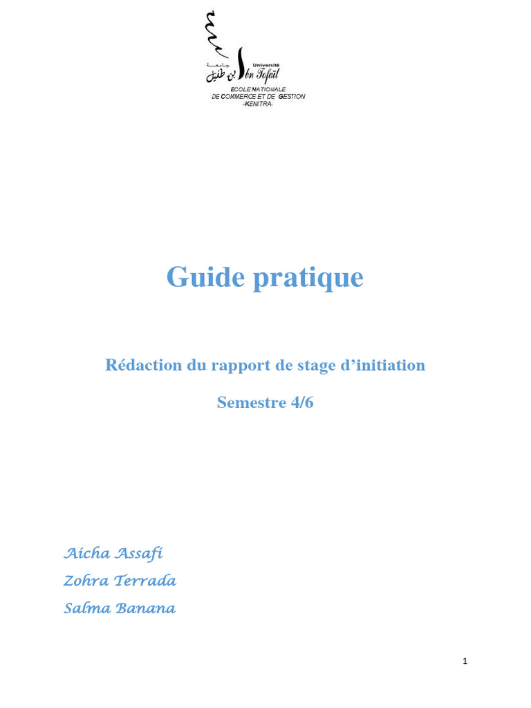 Guide de rédaction du rapport de stage | PDF | Édition | Communication ...