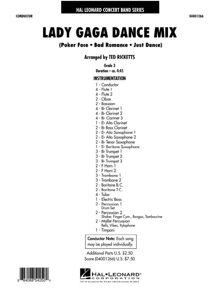 Ted Ricketts - Lady Gaga Dance Mix | PDF