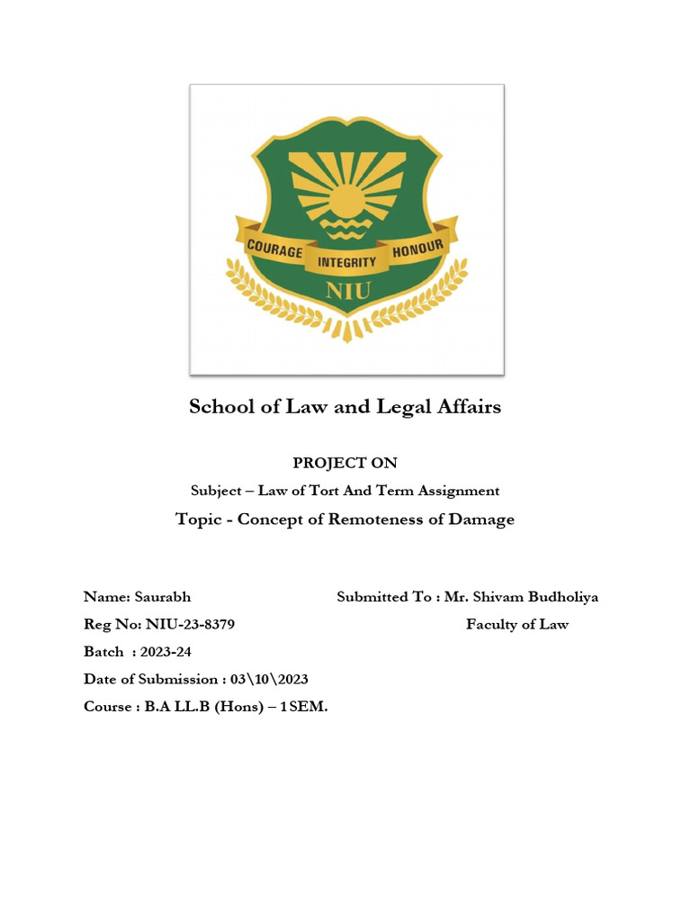 Tort Assignment 301 | PDF | Damages | Negligence