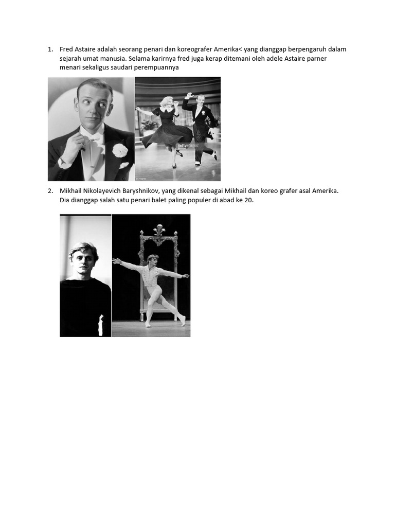 Fred Astaire Adalah Seorang Penari Dan Koreografer Amerika | PDF