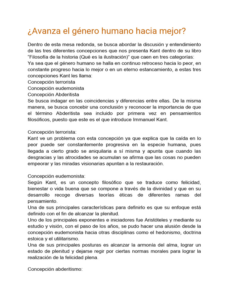 ¿Avanza El Género Humano Hacia Lo Mejor? | PDF