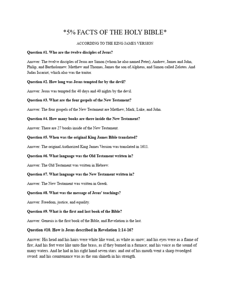 5% Facts of The Holy Bible | PDF