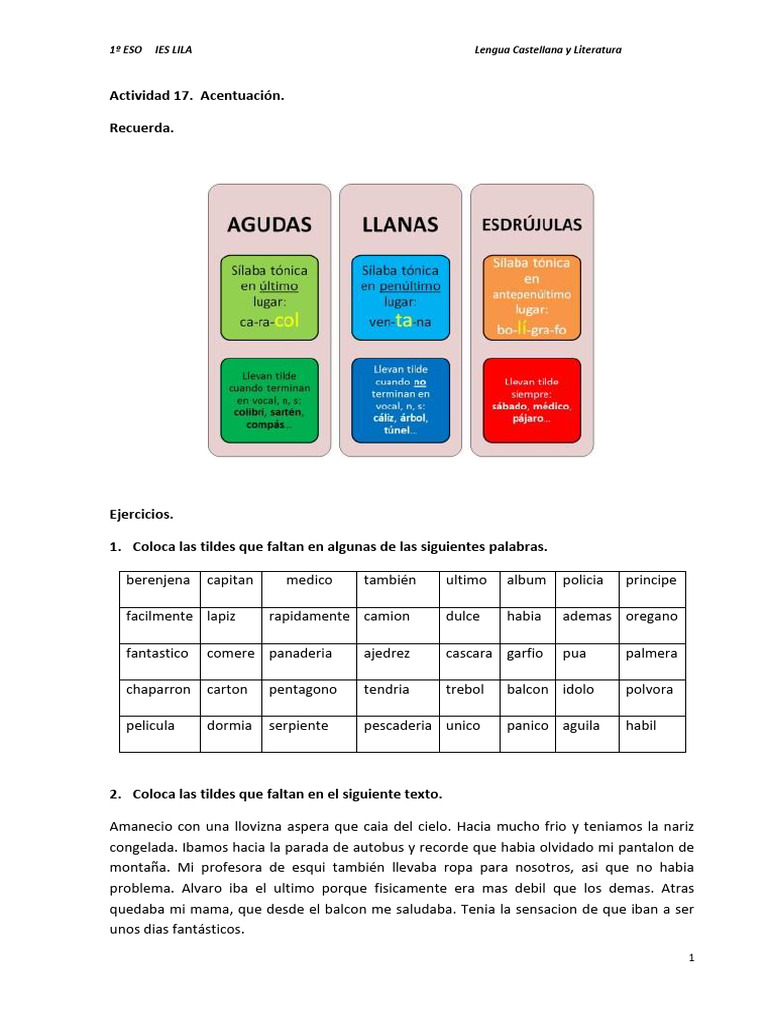 Actividad 17. Acentuación | PDF
