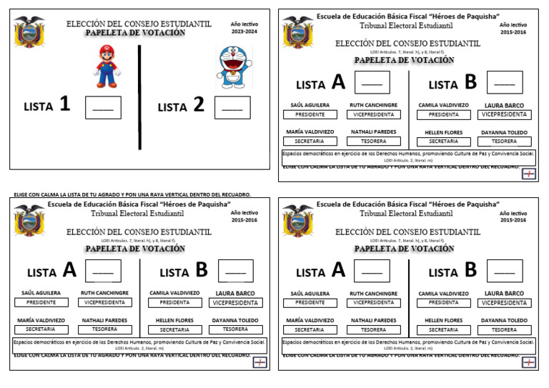 Dokumen - Tips Papeleta para Votacion 2do A 7mo | PDF | Gobernancia ...
