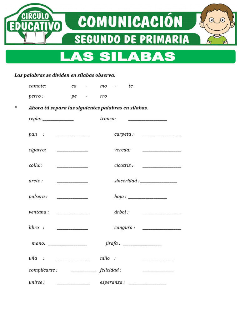 Las Silabas para Segundo de Primaria | PDF | Sílaba | Fonología