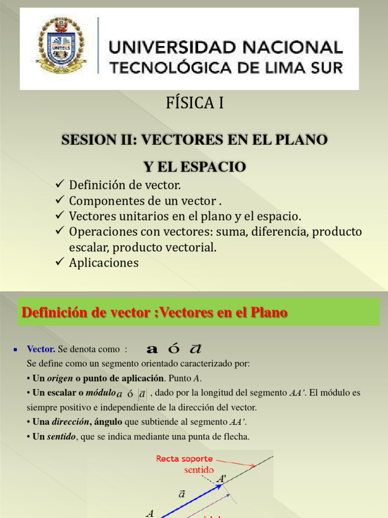 Física I: Sesion Ii: Vectores en El Plano Y El Espacio | PDF | Vector Euclidiano | Espacio