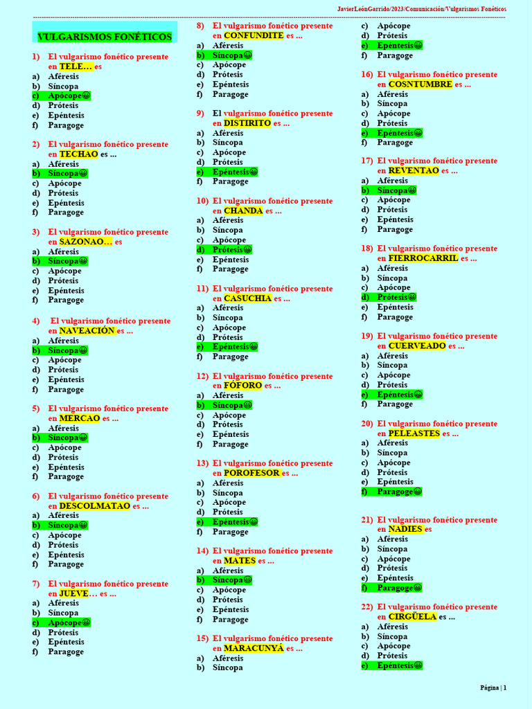 Vulgarismos - Práctica (3) Tarea | PDF | Fonología | Voz humana