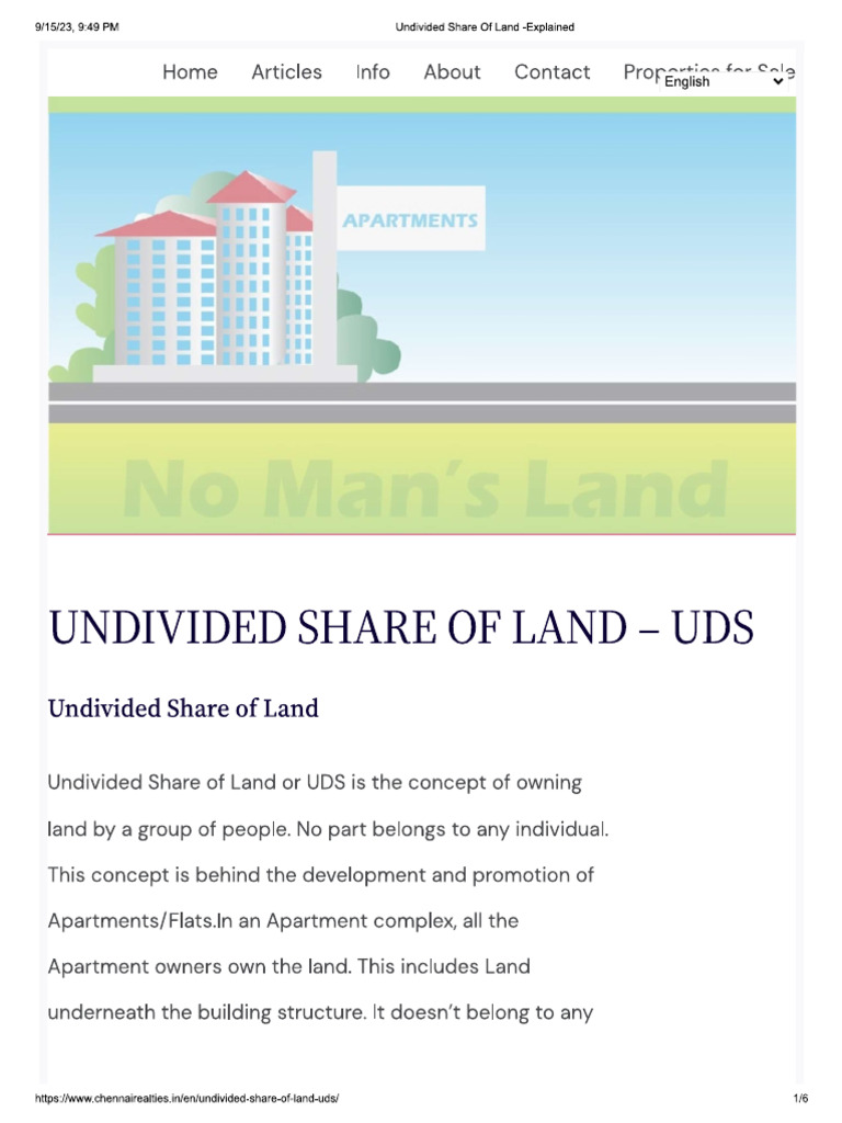 UnDivided Share (UDS) of Land - Agreements For Apartments in TN | PDF