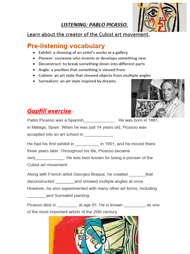 Listening Picasso Worksheet | PDF