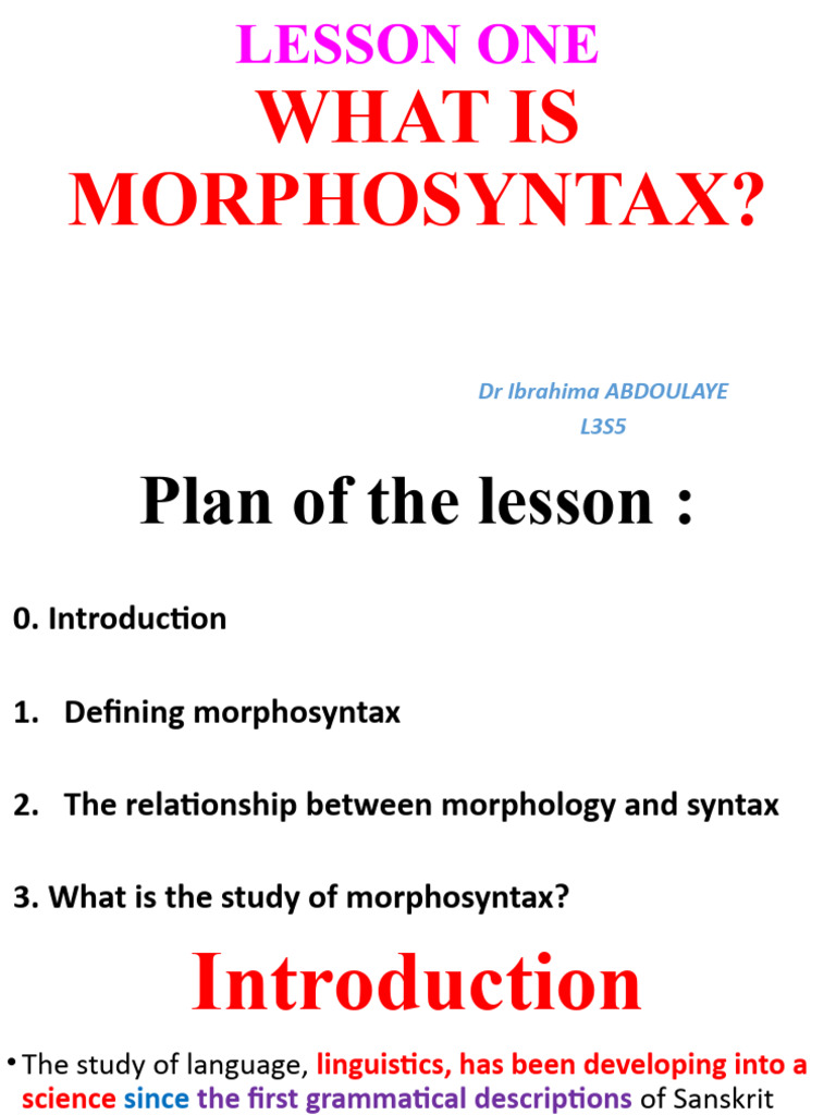Lesson 1 What Is Morphosyntax 2022 | PDF | Morphology (Linguistics) | Word
