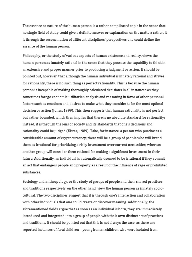 Understanding Human Personhood | PDF | Rationality | Sociology