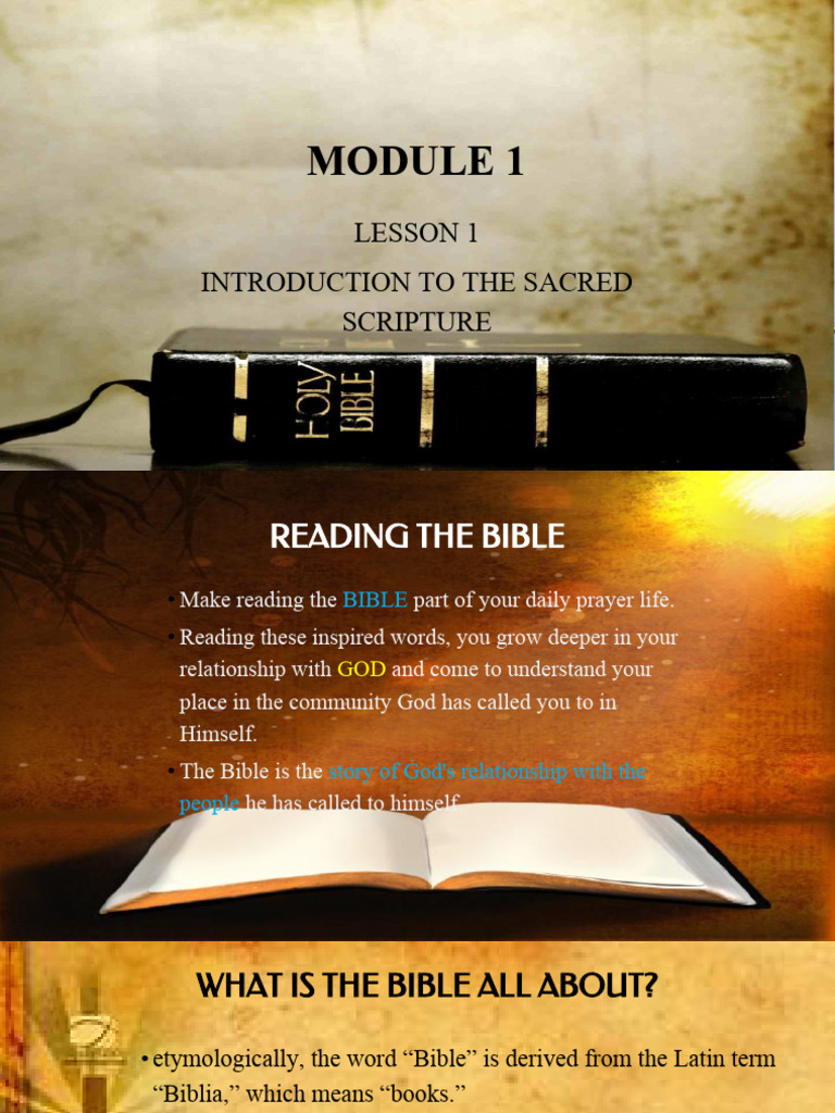CFE 101 - Module 1 - Lesson 1 - General Introduction To The Bible ...