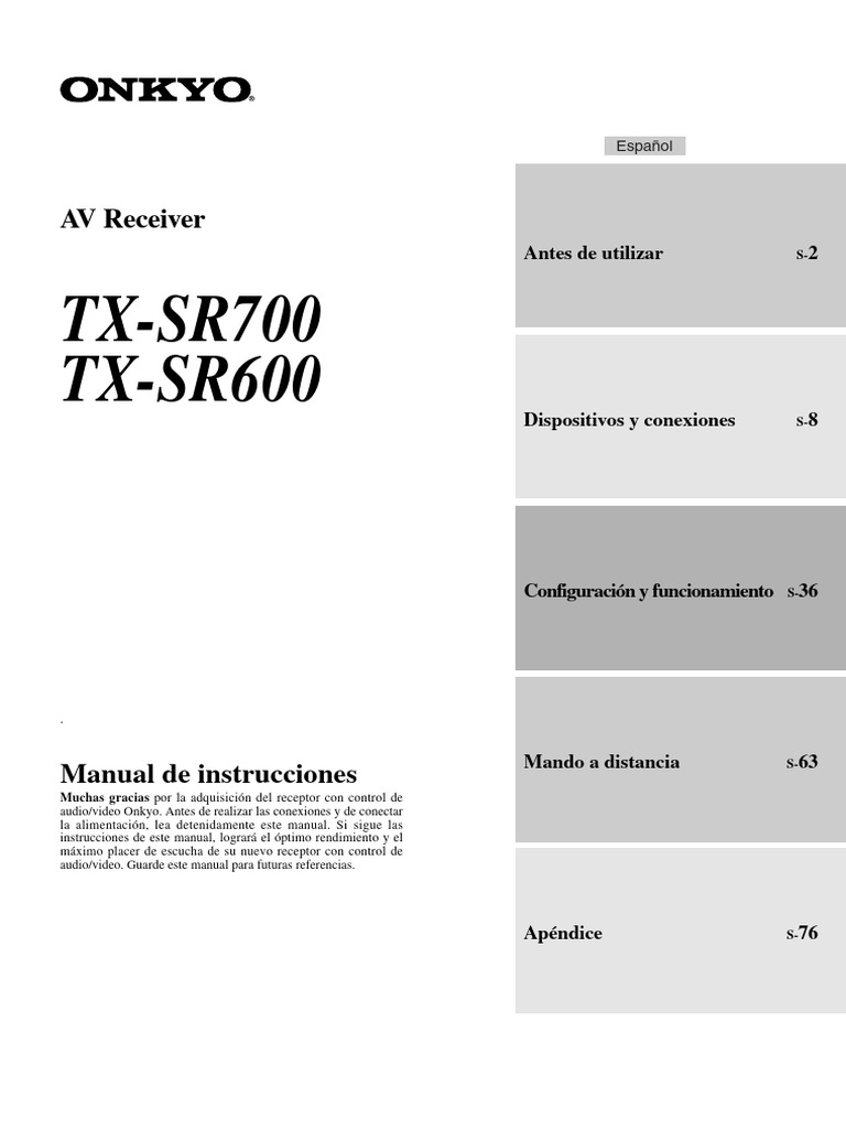 tx-sr600 Manual S | PDF | Altoparlante | Control remoto