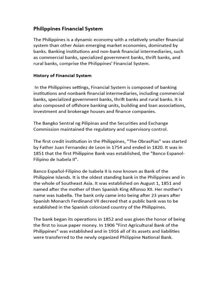 Philippines Financial System | PDF | Banks | Insurance
