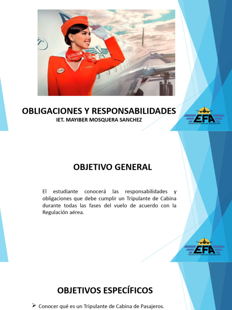 Obligaciones y Responsabilidades EFA | PDF | Auxiliar de vuelo | Transporte
