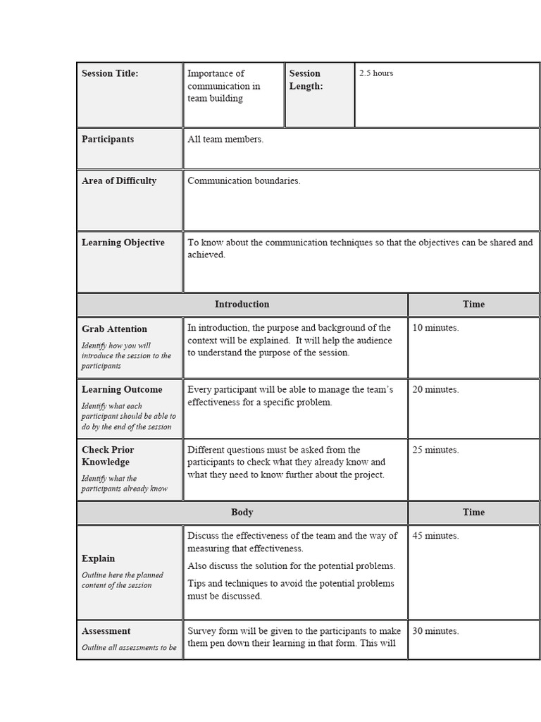 Session Title | Download Free PDF | Communication | Learning