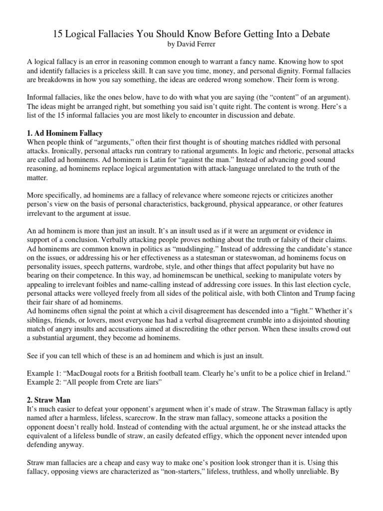 15 Logical Fallacies You Should Know Before Getting Into A Debate ...