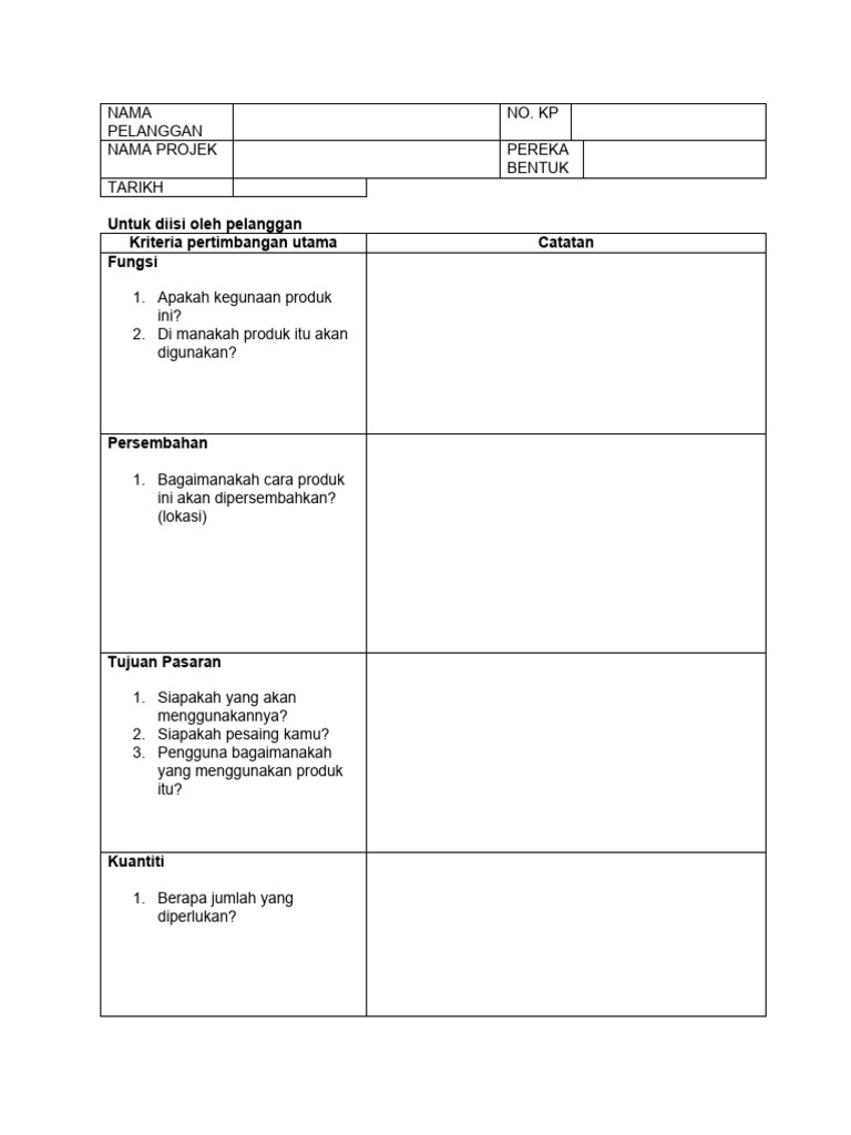 Borang Projek Brief | PDF