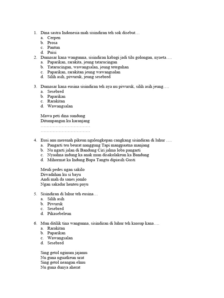 Latihan Dan Kisi Kisi B SUNDA KELAS 8 | PDF | Seni & Disiplin Bahasa | Kajian Bahasa Asing